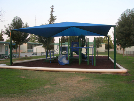 Public School Shade Structure - Hip Design with ShadeCool Fabric