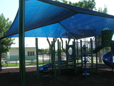 Public School Shade Structure - Hip Design with ShadeCool Fabric